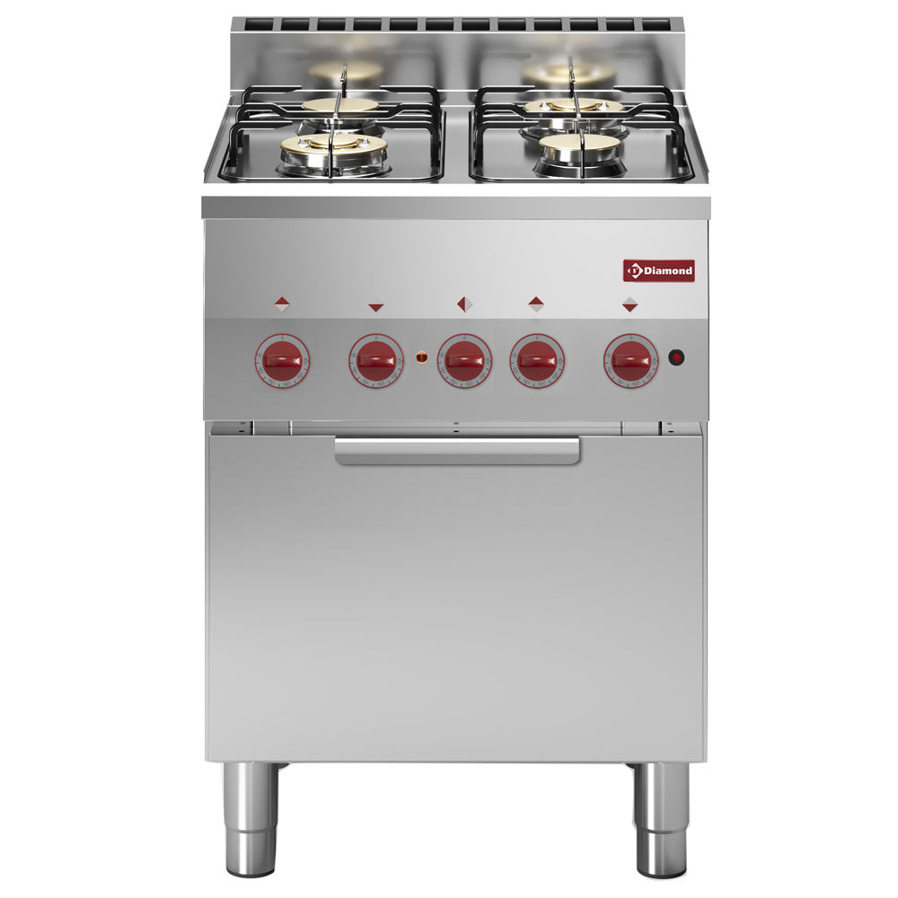 Diamond Gas stove 4 burners and electric convection oven GN 2/3 - G60 ...