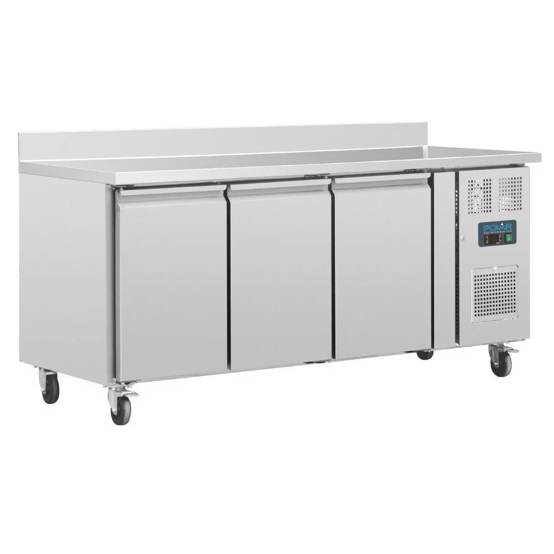 Polar Counter 3 Door Fridge with Upstand 417 Ltr - DL915 – Cubo Supplies